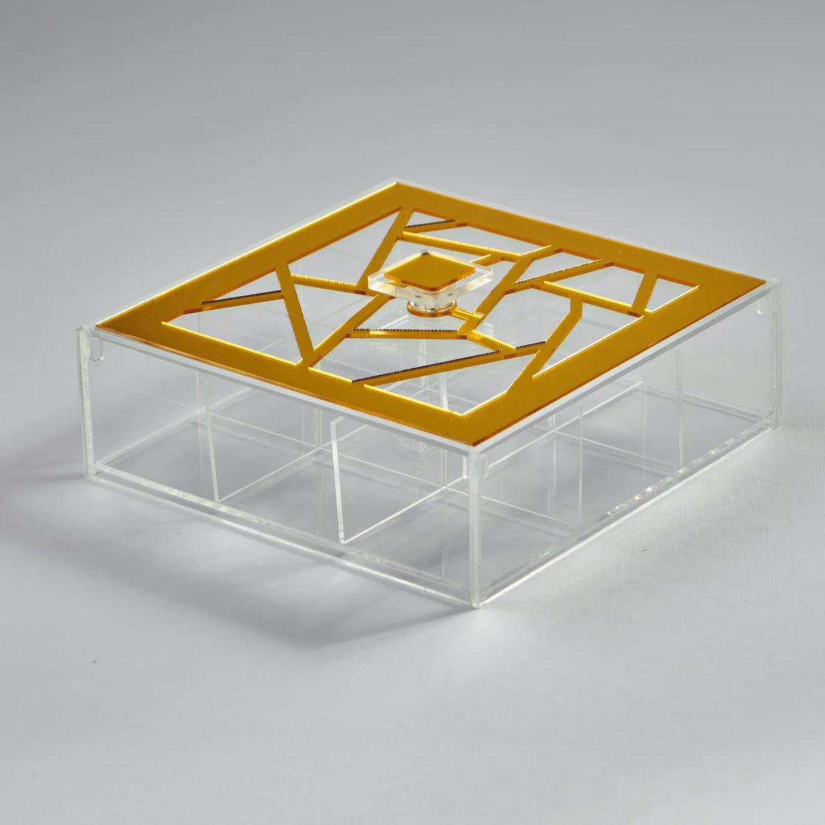 Zee Designs Plexi Glass Irregular 9-Compartments Tea Box – Deco Housewares